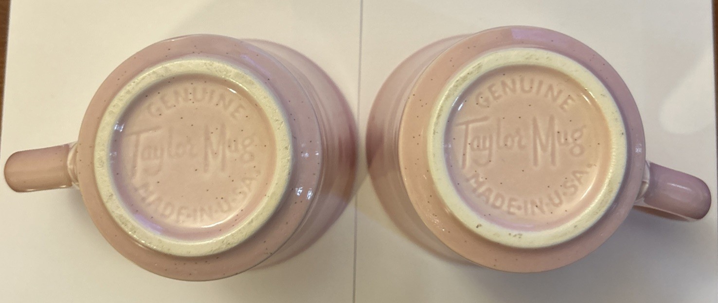 Vintage Genuine Taylor Mugs Speckled Pink Lot of 2 - MCM Made In USA 8 ...