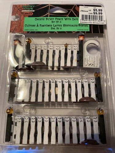 Lemax Spooky Town Halloween Ghost Ghostie Picket Fence 6 Gates Retired ...