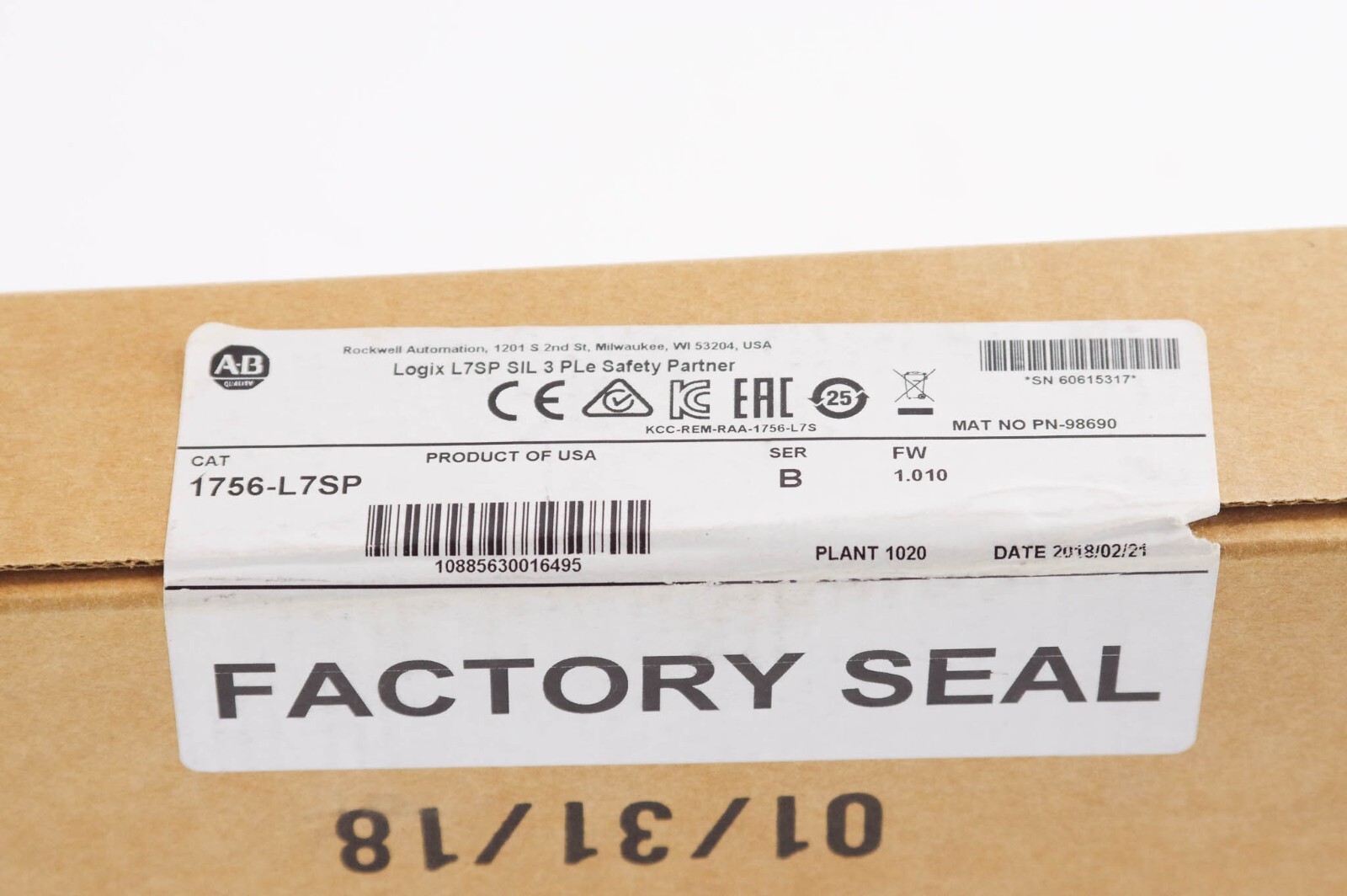 Allen Bradley 1756-L7SP / 1756L7SP Ser B ControlLogix GuardLogix Safety ...