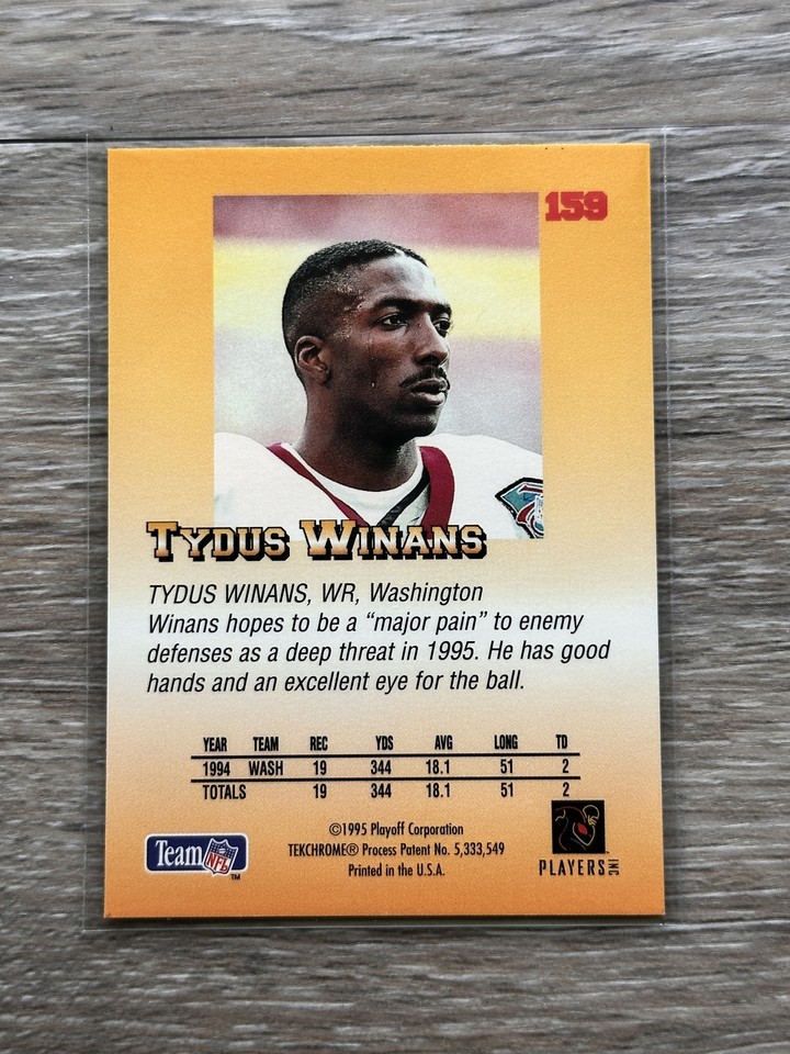 # 159 Tydus Winans Washington Redskins 1995 Playoff Prime | eBay