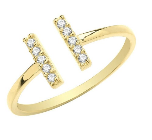 Double T BAR Bague 9ct or Jaune Tailles J - S Fabrication Britannique ...