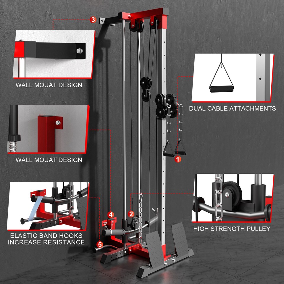 Wall Mount Cable Station Pull-Down 18 Positions High/Low Cable ...