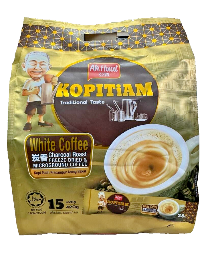 Ah Huat Kopitiam Traditional Taste White Coffee charcoal Roast 28gx15s ...