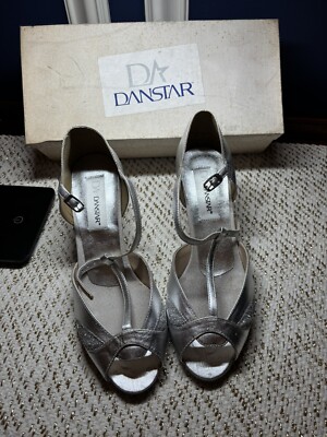 NOS VINTAGE L DANSTAR Dance Tap Shoes ADULT SILVER SIZE 7.5 | eBay
