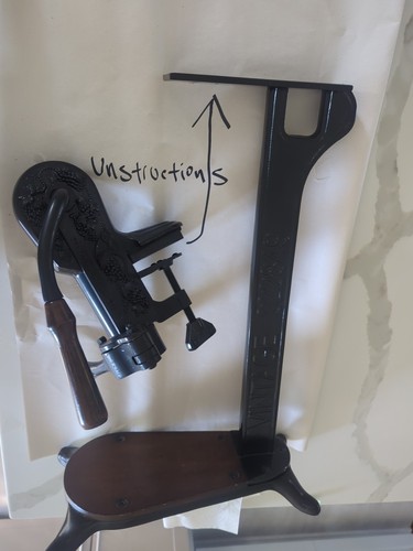 Vintage 022849 Tabletop Wine Bottle Opener w/ Wood Stand Corkscrew Rare ...