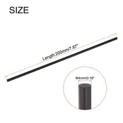5Pcs Carbon Fiber Rod 4mm x 200mm for RC Plane Kite Wing Tube ...