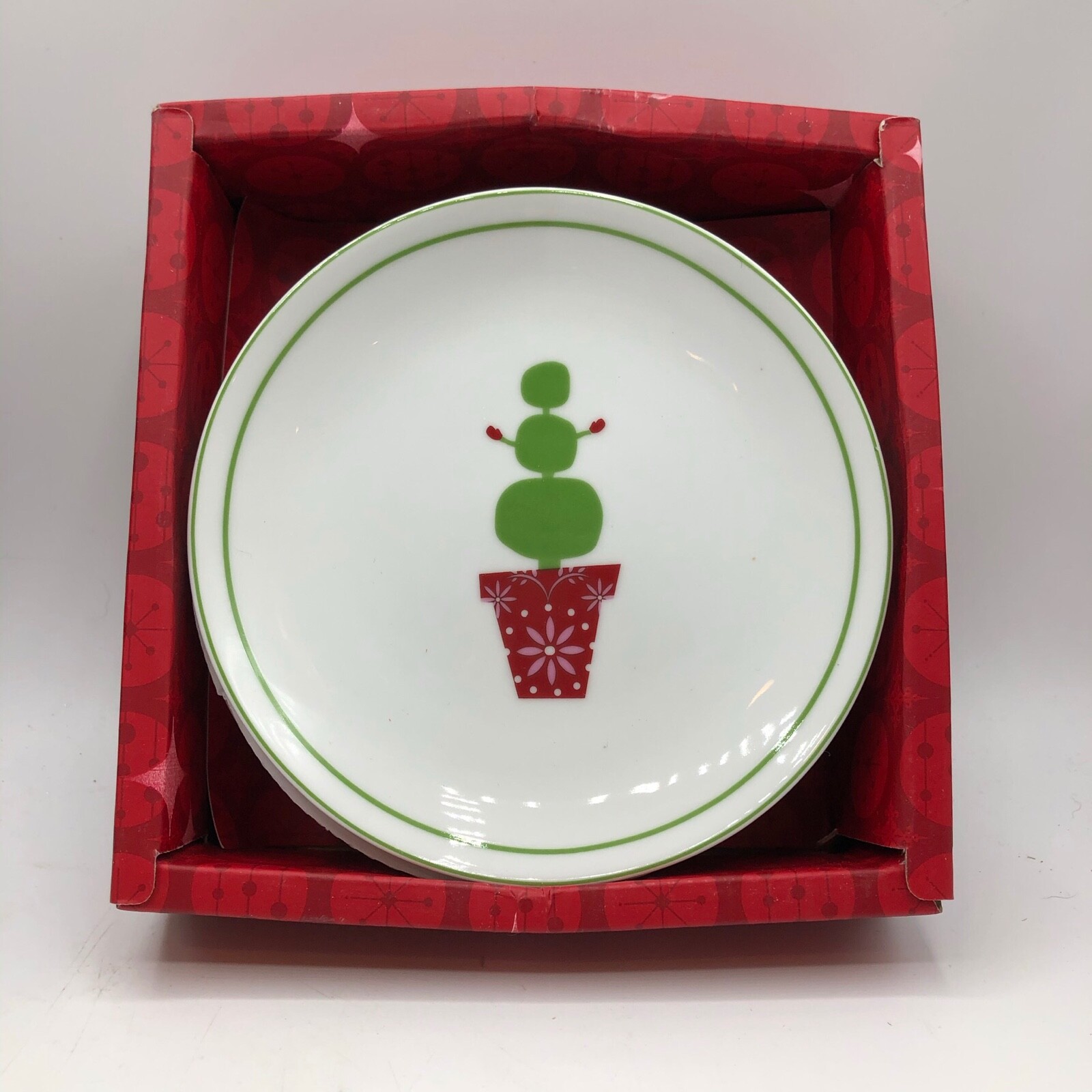 Starbucks Set of 4 small Serving Plates 2006 porcelain Red Green In ...