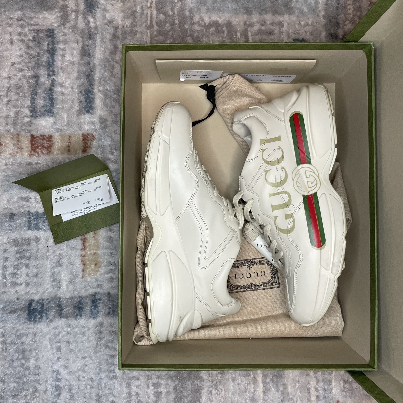 Mens Gucci Rython Sneaker Classic logo size 8 - Gem