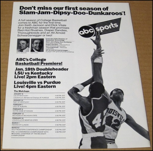 1987 ABC Sports Print Ad TV Advert College Basketball Dick Vitale Keith ...