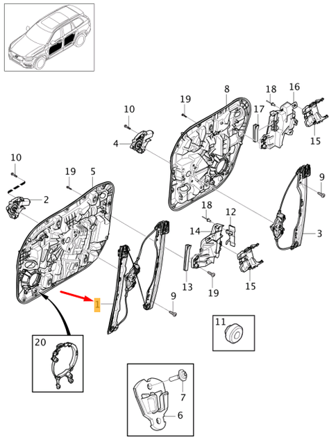 VOLVO XC90 MK2 FRONT RIGHT DOOR WINDOW REGULATOR 31391495 GENUINE for ...