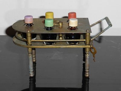 VINTAGE USA 1940'S BRASS PERFUME CART WITH MINI PERFUMES | eBay