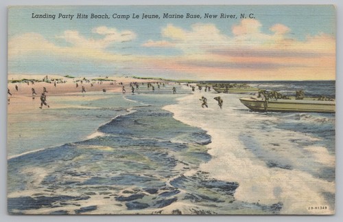 New River NC~Camp Le Jeune~USMC Marines Landing Party Hits Beach~WWII ...