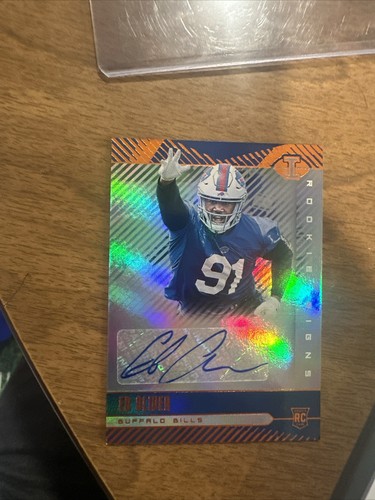 2019 Panini Phoenix Rookie Autograph Blue #159 Ed Oliver RC Buffalo ...