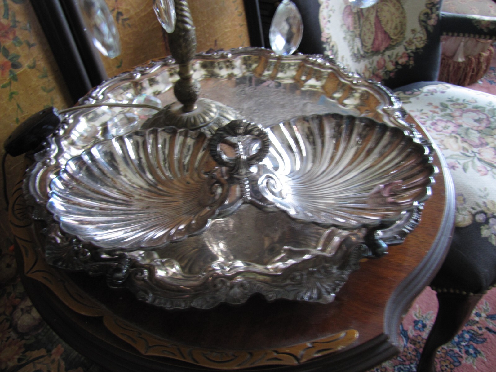 Vintage Silver plated double clam shell serving dish W/Fish feet 12 1/4 ...