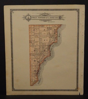 Michigan Menominee County Map Cedarville Dbl Side 1912 K17#80 | eBay