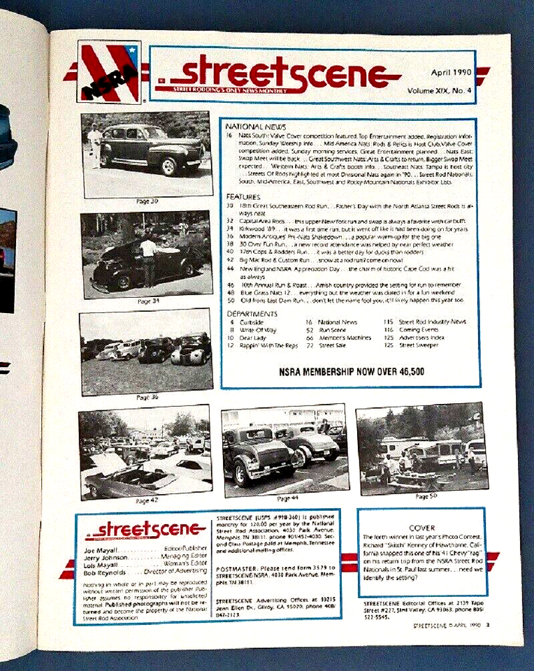 STREETSCENE MAGAZINE -- APRIL 1990 STREET RODDING HOT RODS | eBay