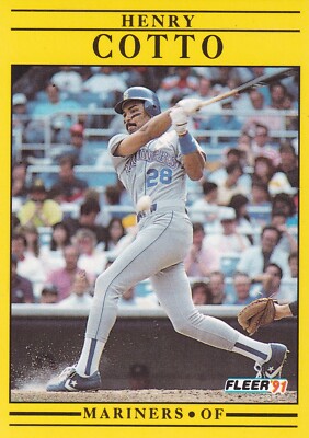 1991 Fleer #448 Henry Cotto MLB Seattle Mariners + (Yes 3 Free Mystery ...
