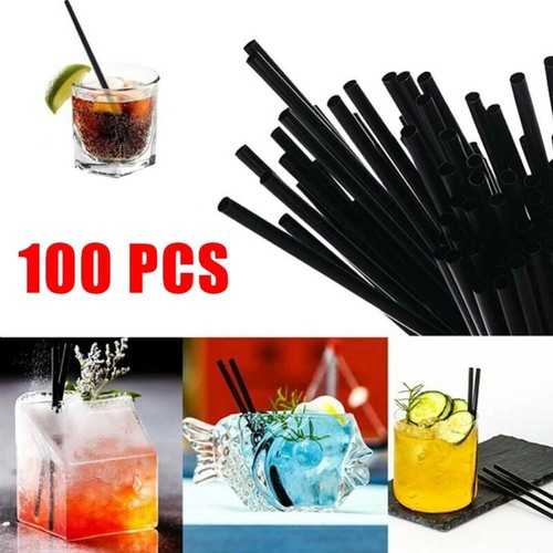 100Pcs Black Disposable Straws PP Material Cocktail Straws New Plastic ...