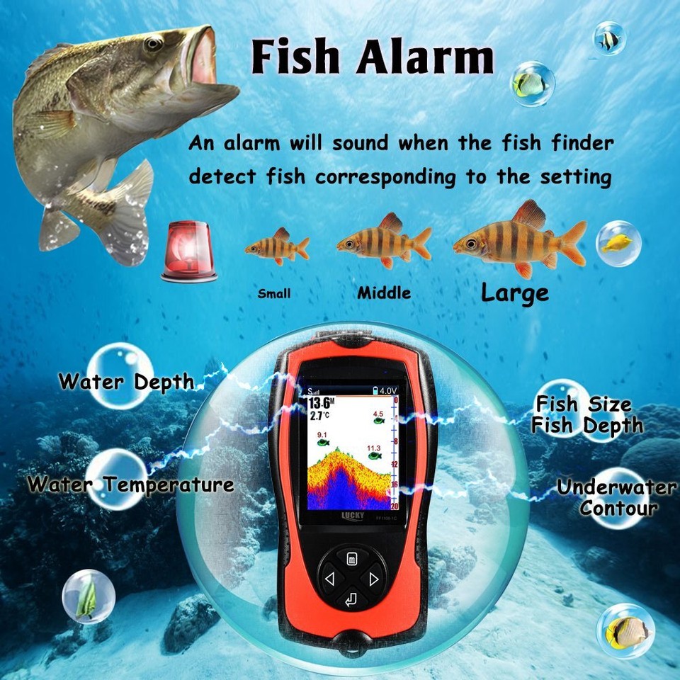 Portable Handheld Fish Finder Wired Sonar Sensor for Deep Sea and Boat ...
