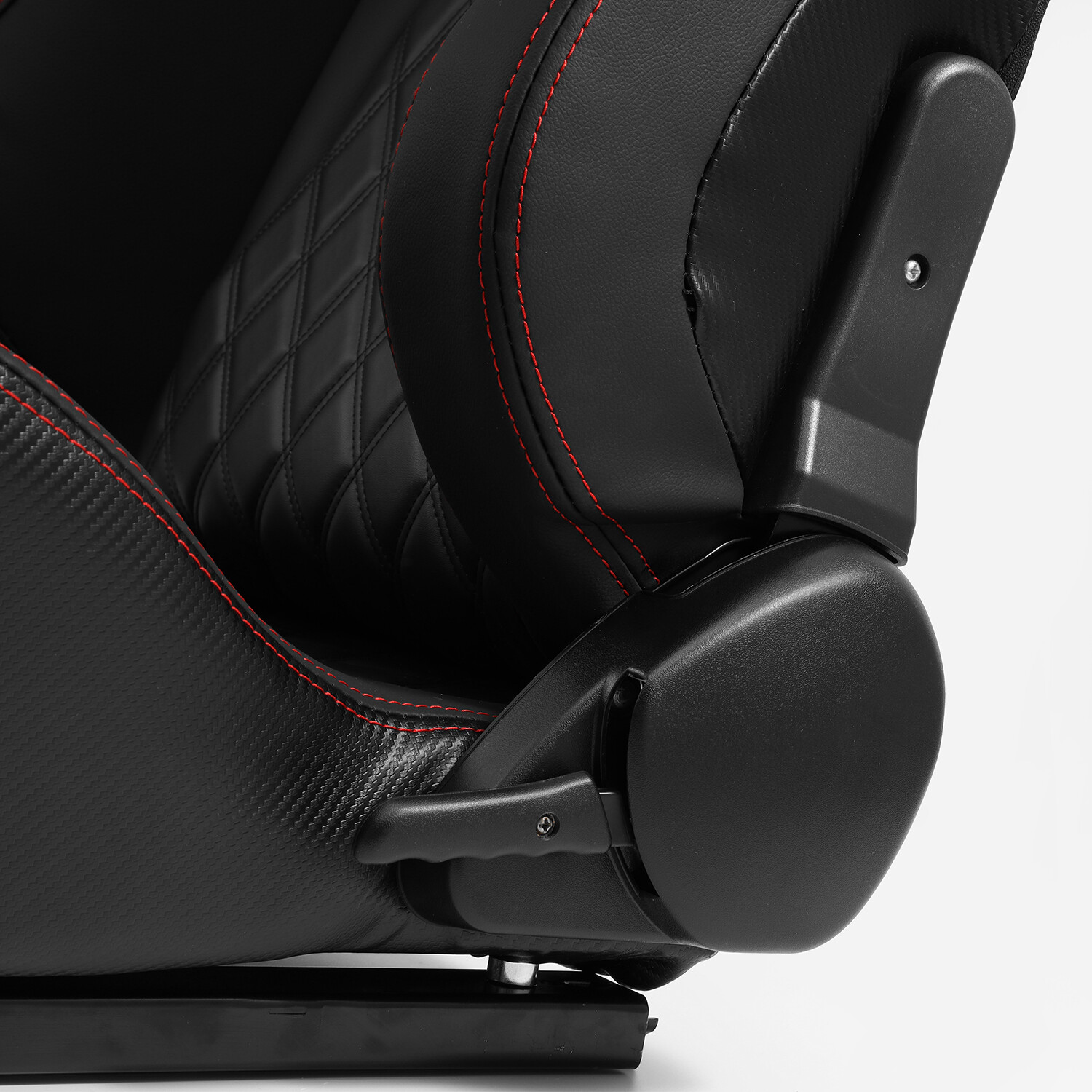 2X Black PVC+Red Stitching & Bottom Carbon Fiber Reclinable Leather ...