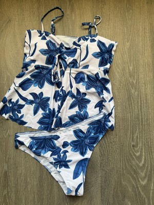 Woman’s Tankini Sz XL Swimwear Blue White Hibiscus Floral | eBay