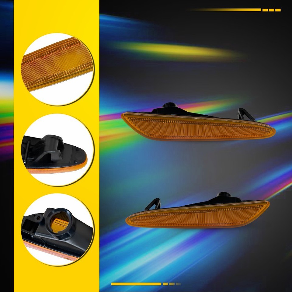 Amber Lens Front Bumper Side Marker Lights For 2003-2006 Mercedes W211 ...