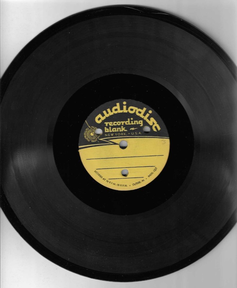 AUDIODISC RECORDING BLANK - TILL THEN - ONE OF A KIND 1944 RARE STEEL ...