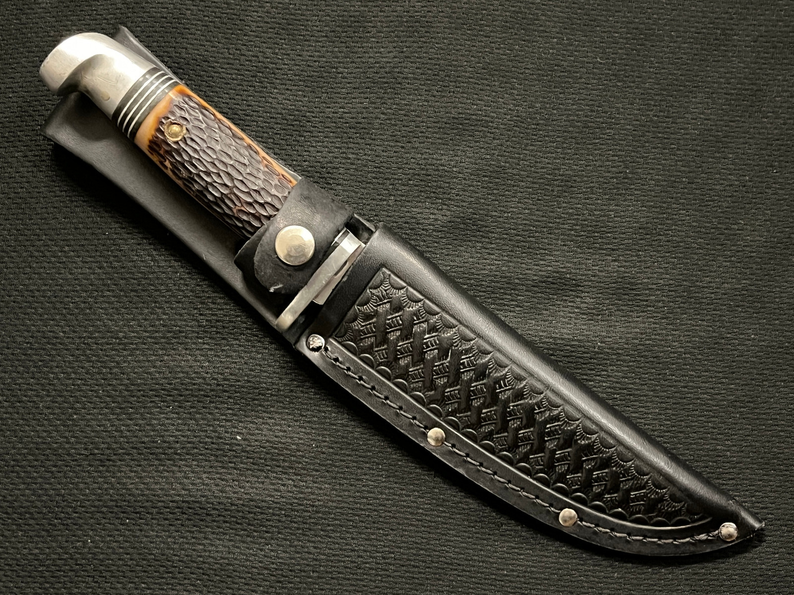 Western Fixed Blade Hunting Knife w/ Leather Sheath USA 9"Long | eBay