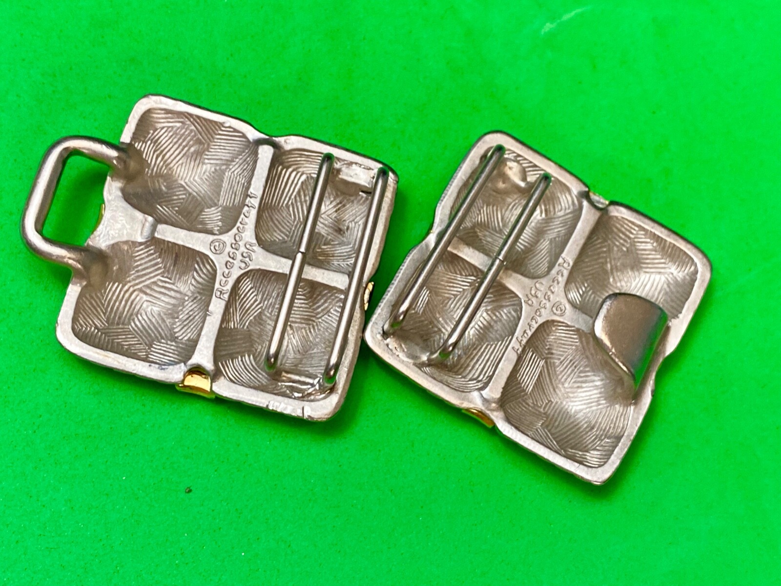 Vintage Two piece Interlocking two tone squares belt … - Gem