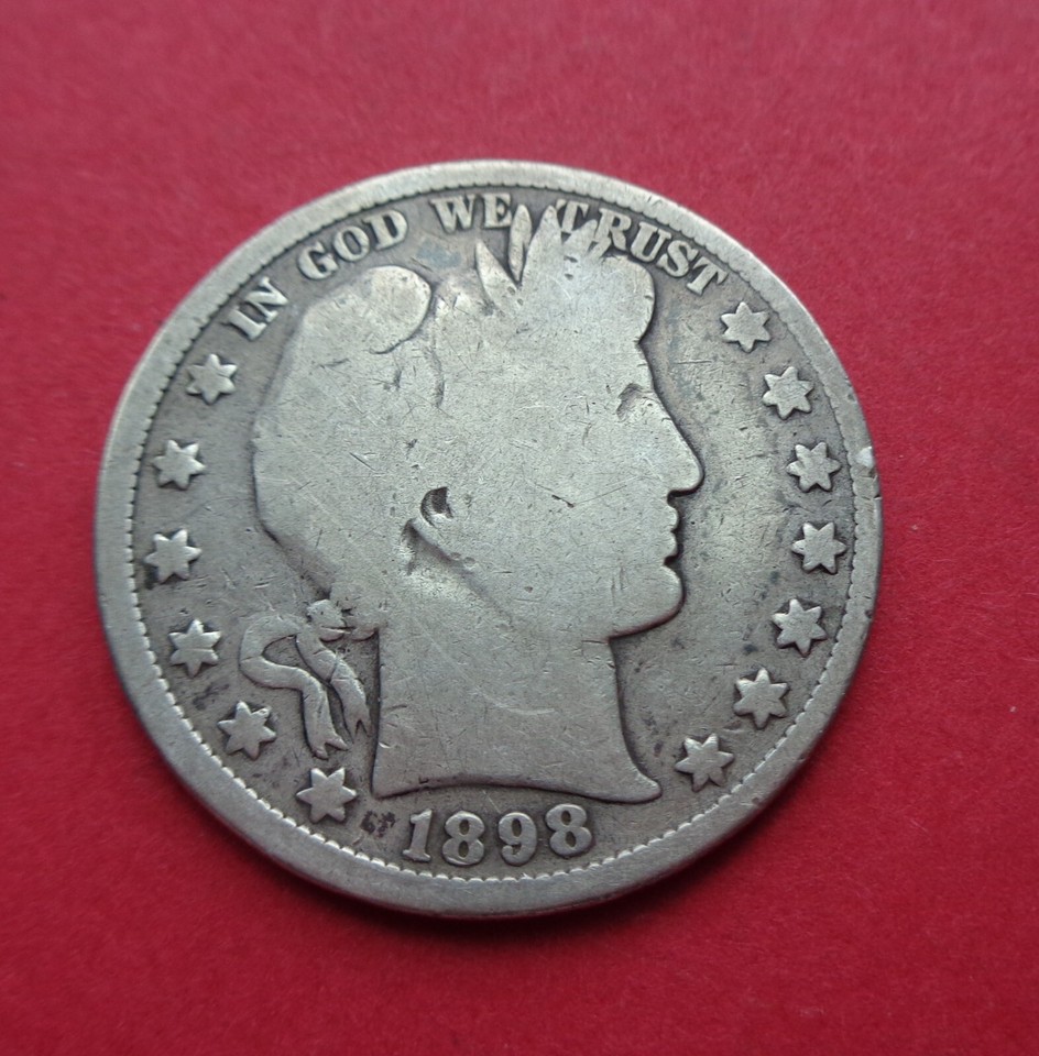 1898 FULL RIMS BARBER HALF DOLLAR - NICE | eBay