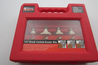 Hickory Woodworking 4 Piece Carbide Roundover Set 1/4" Shank Router ...