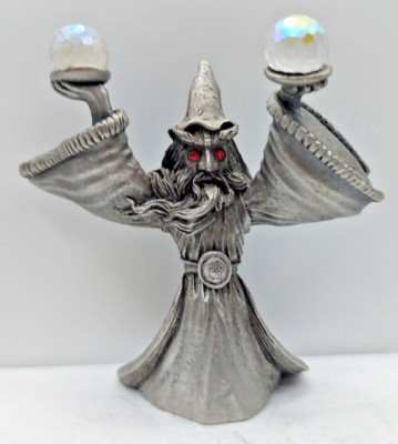 1987 Redeyed Wizard holding Duel Orbs 2.75" Pewter Figurine Spoontiques ...