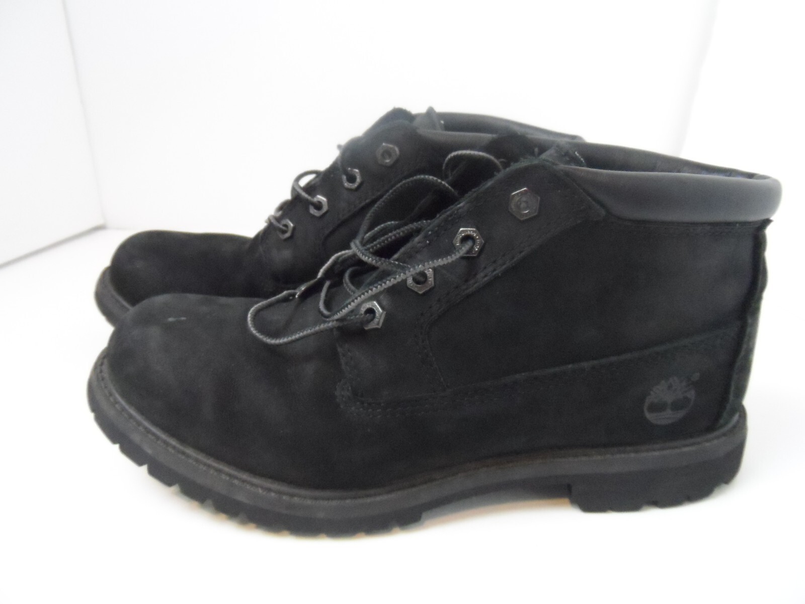TIMBERLAND Black Leather Suede Boots Womens Anti-Fatigue Work Boot ...