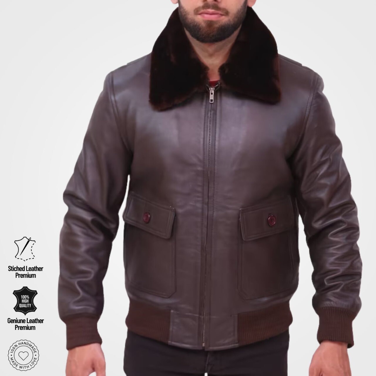 Mens Bomber Navy G1 Flight WWll Genuine Lining Aviator Brown leather Warm Jacket | eBay