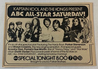 1977 tv special ad ~ ABC ALL-STAR SATURDAY Star Wars,Hardy Boys,Scooby ...