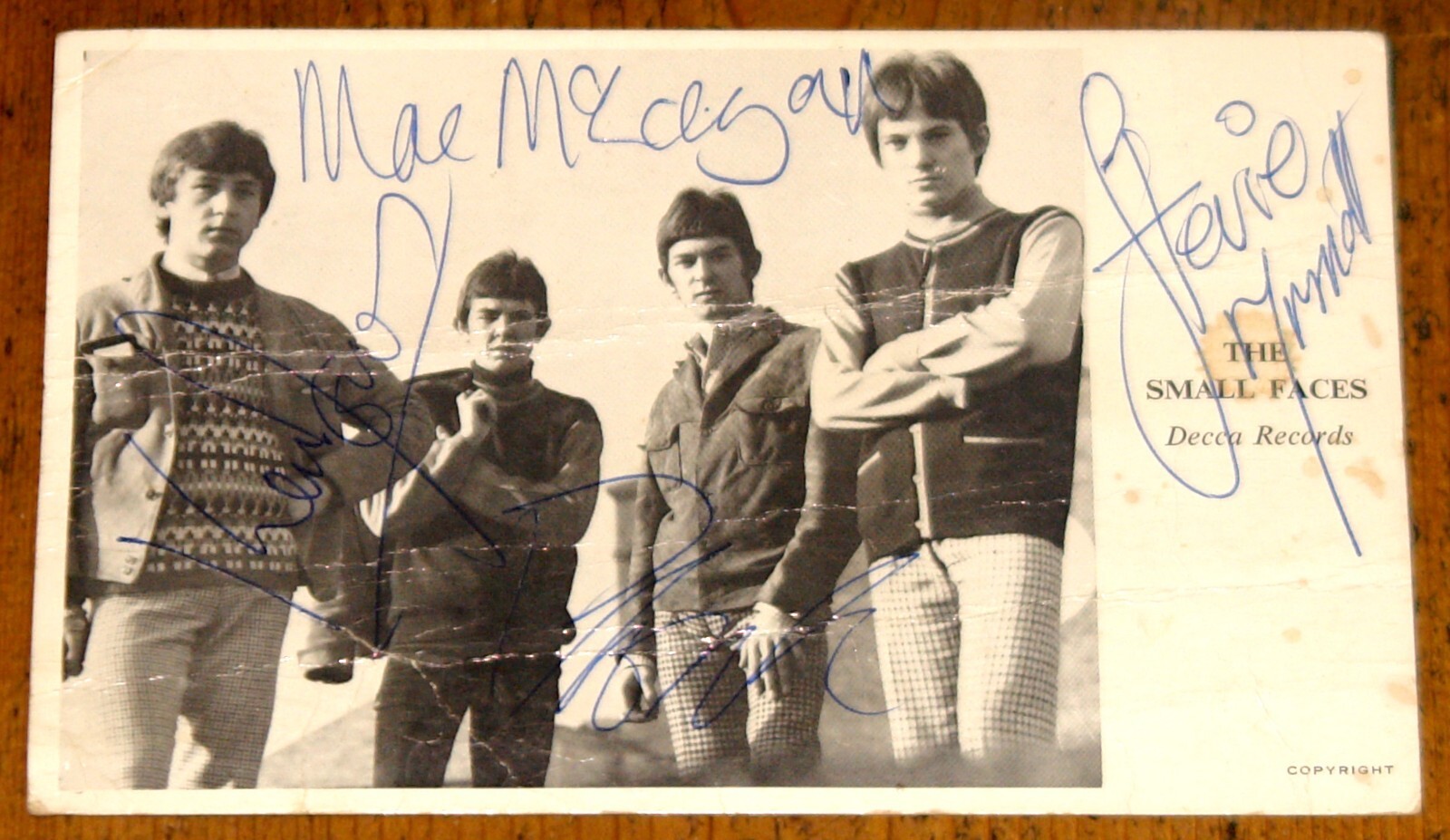 THE SMALL FACES FULLY HAND SIGNED 1965 DECCA PROMO POSTCARD UACC RACC ...