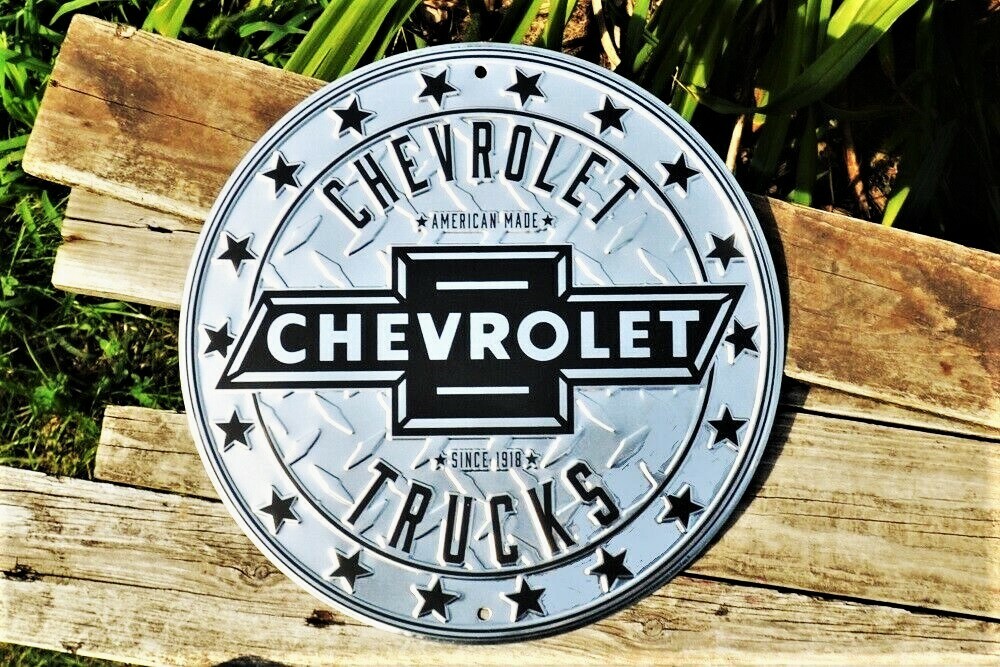 Chevrolet Trucks Embossed Tin Metal Sign - Chevy - GM - Bowtie ...