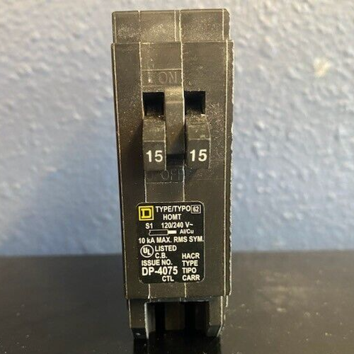 Square D Homeline HOMT1515 Tandem 15 Amp Single-Pole Circuit Breaker | eBay