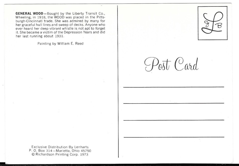 1973 William E. Reed Painting General Wood Riverboat Paddleboat ...