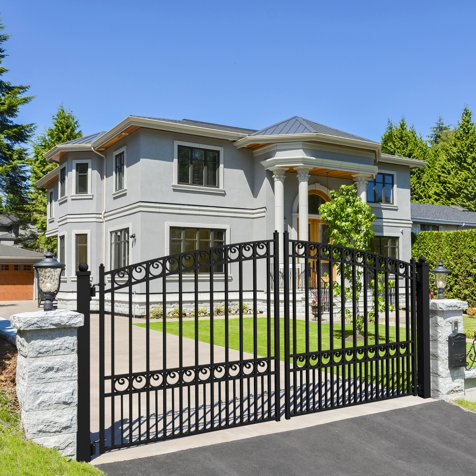 ALEKO Paris Style Ornamental Steel Dual Driveway Gate 12 ft x 6 ft ...