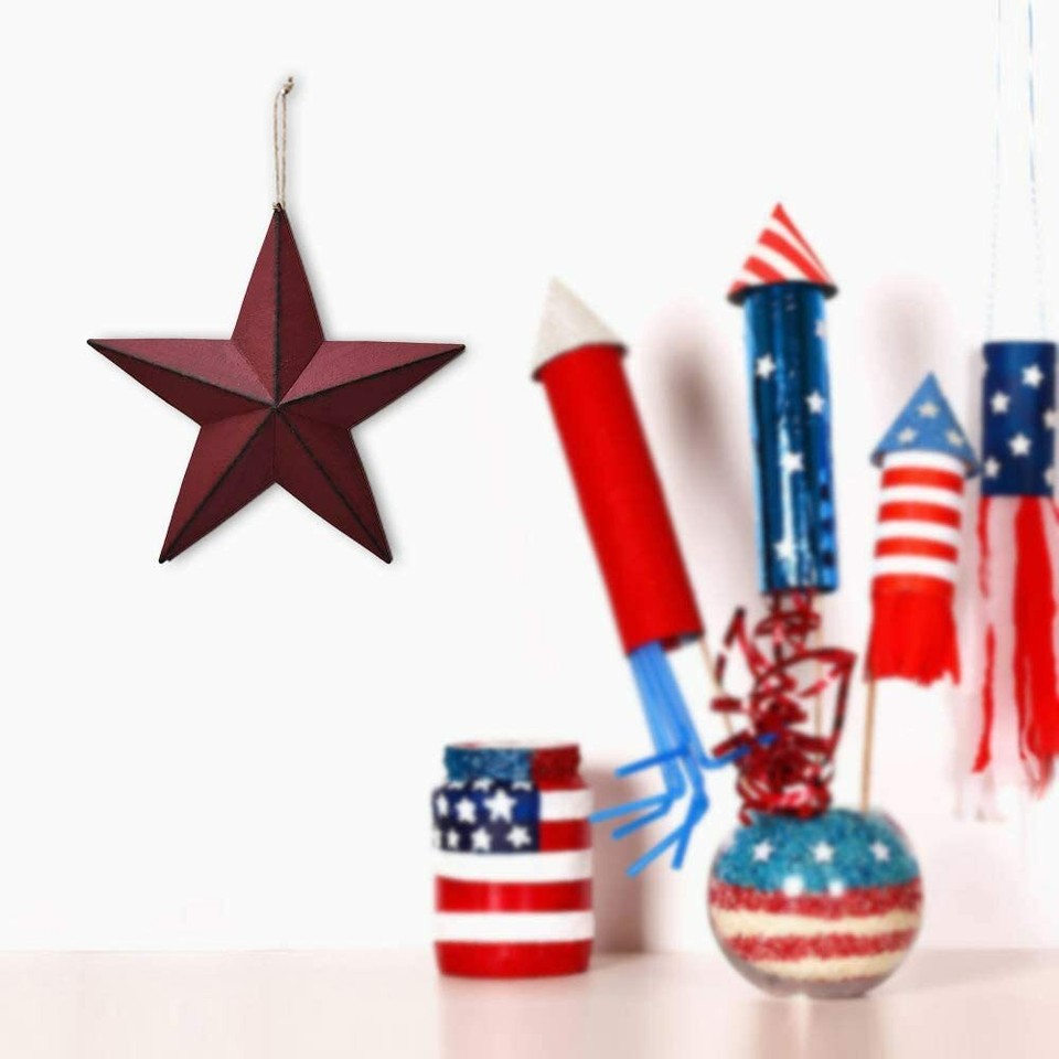 Patriotic Metal Barn Star Hanging Wall Decor Distressed Country Barn ...
