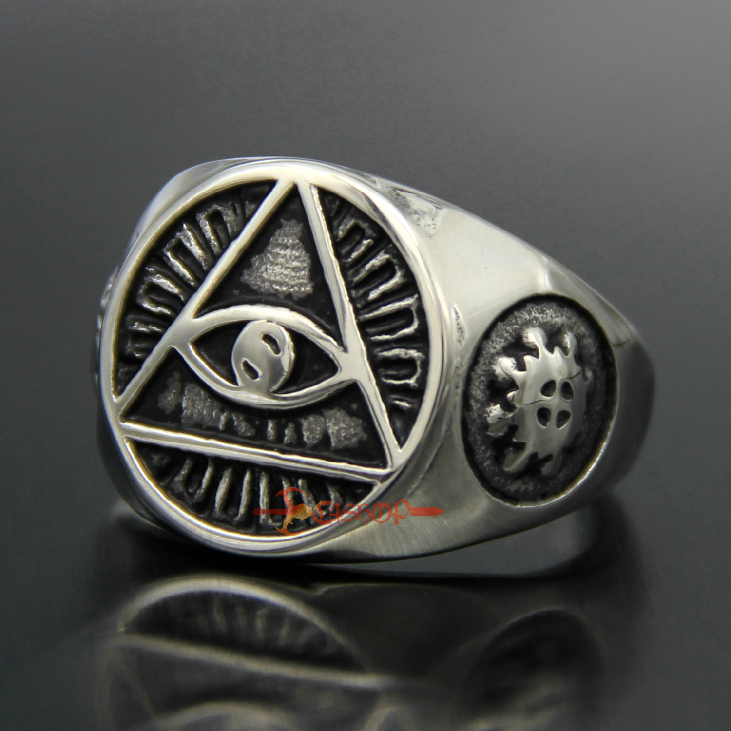 Men's All-Seeing-Eye of Providence God Pyramid ILLUMINATI Stainless ...