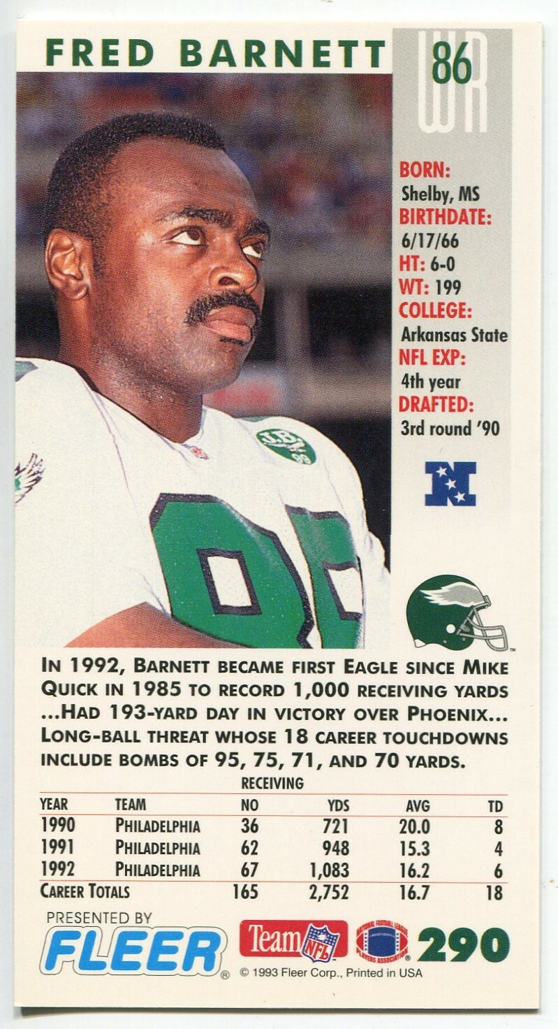 1993 Fleer GameDay - #290 Fred Barnett for sale online | eBay