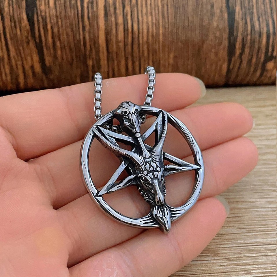 Pentagram Pendant Necklace Satan Goat Devil OccultSigil of Baphomet ...