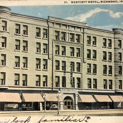 Vintage Richmond Indiana 1918 Postcard Westcott Hotel | eBay