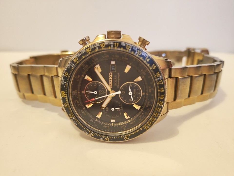 Seiko SNA414P1 Flightmaster GMT Pilot's Watch Chronograph Men's ...