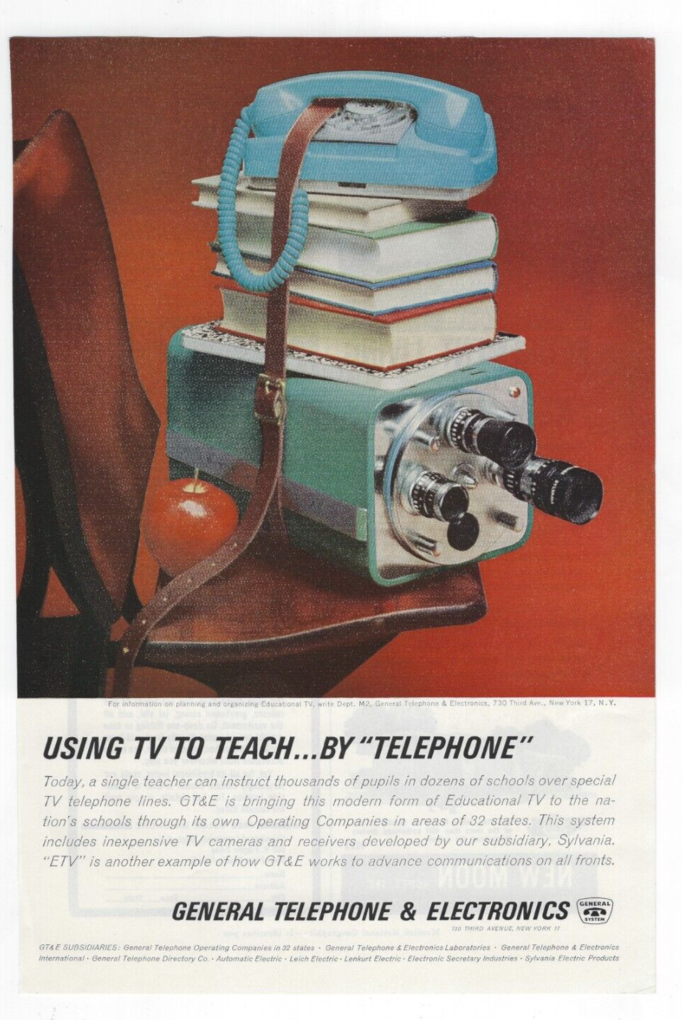 Vintage General Telephone & Electronics Print Ad Using TV To Teach ...