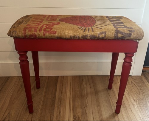 Vintage Rustic Farmhouse Wood Piano Bench Lid Storage Padded Seat 23"H ...