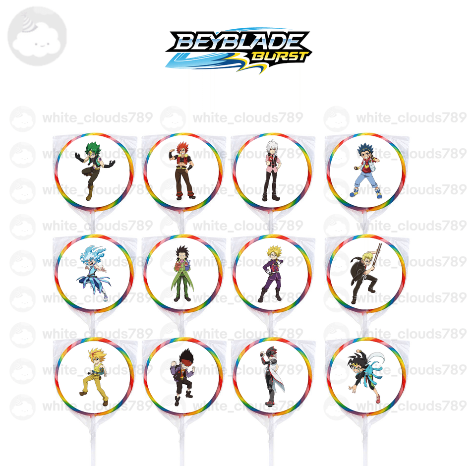 24 Beyblade Burst 1.67" Sticker Labels for Decorations Gift Party Favor ...