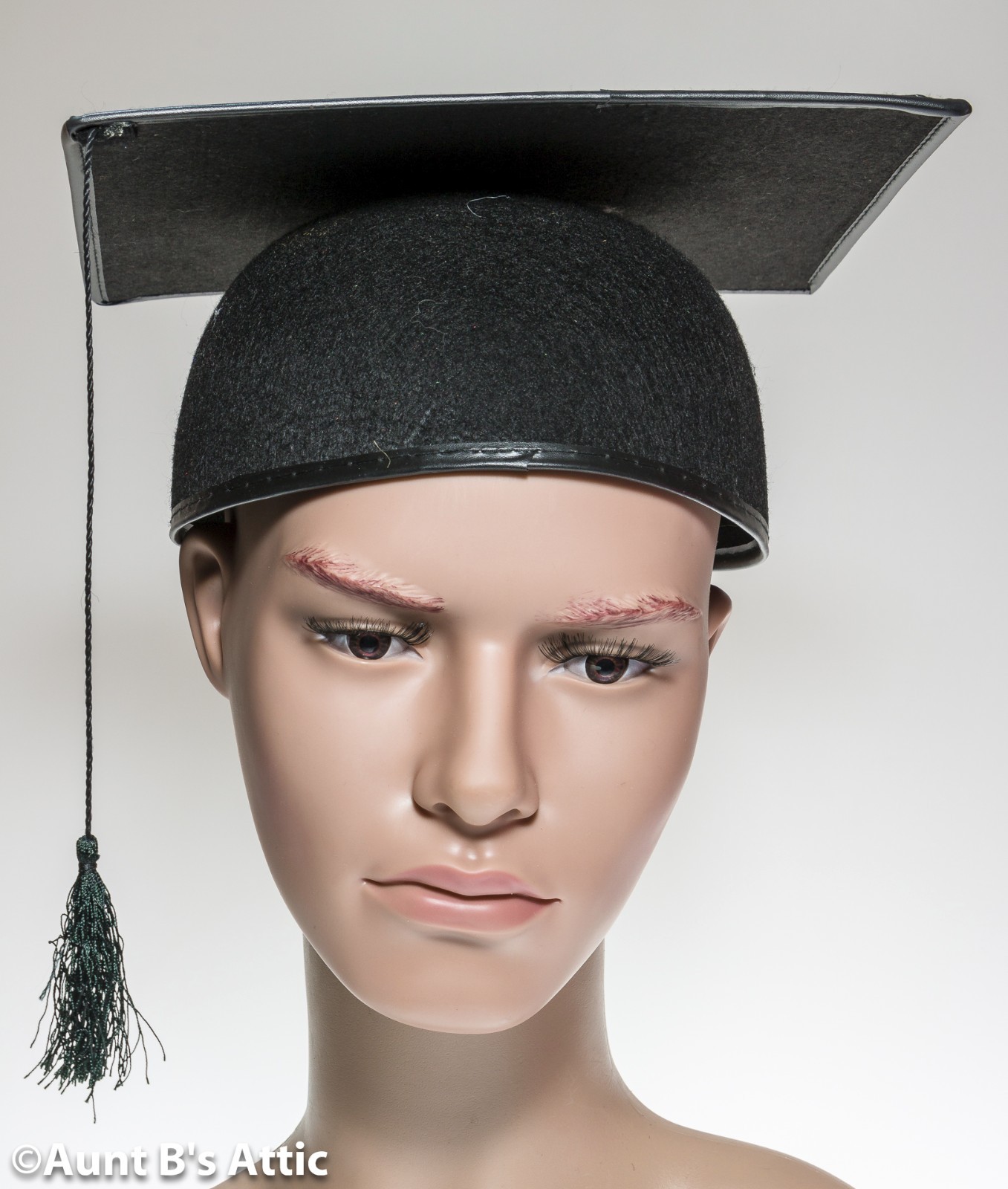 Graduation Cap Black Felt Costume Mortar Board Hat With Tassel One Size ...